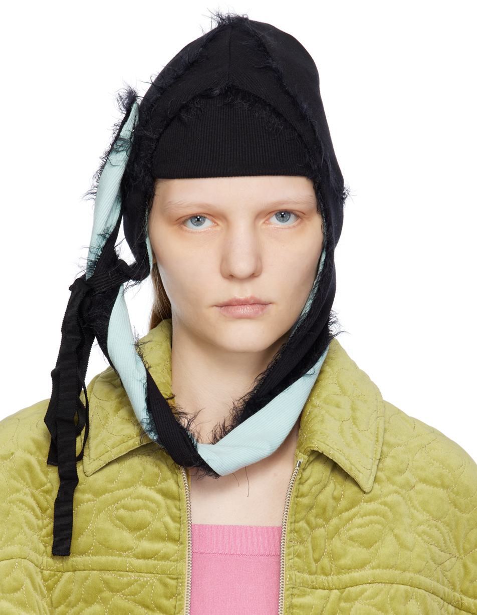 Kiko Kostadinov Black Twisted Ribbon Beanie In Midnight Black - 32
